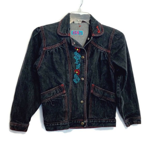 OS II | Jackets & Coats | Os Ii Blue Embroidered Snap Front Denim ...